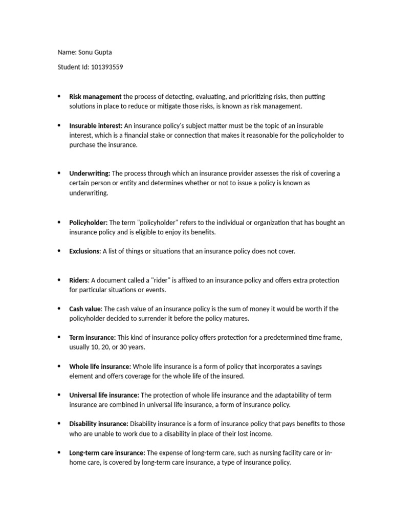 Insurance Assignment | PDF