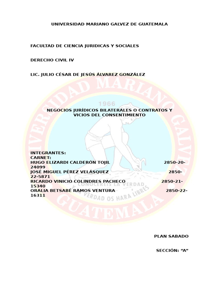 Negocios Jurídicos Bilaterales y Vicios Del Consentimiento | PDF ...