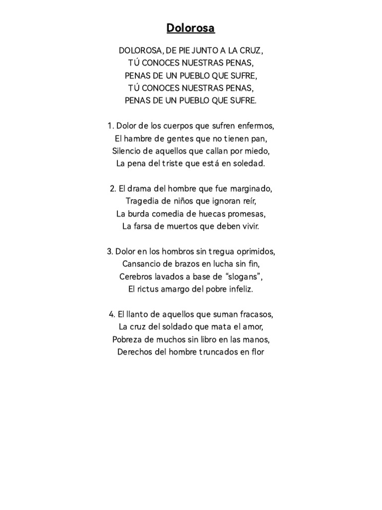 Letra de Dolorosa. Coro Parroquial de Esteiro | PDF
