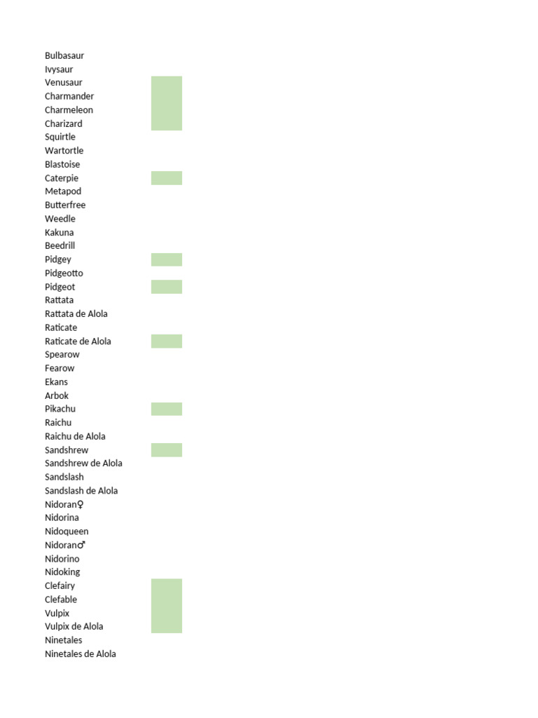 Lista PKMN Todos | PDF | Nintendo | Franquicias de Nintendo