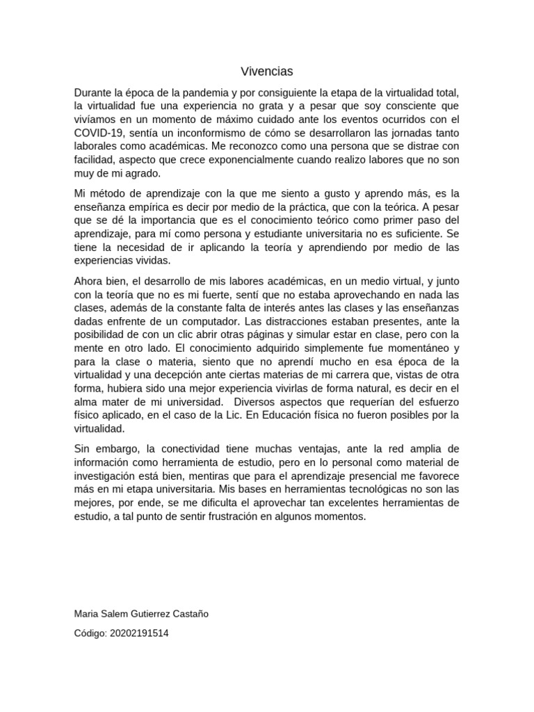 Vivencias | PDF