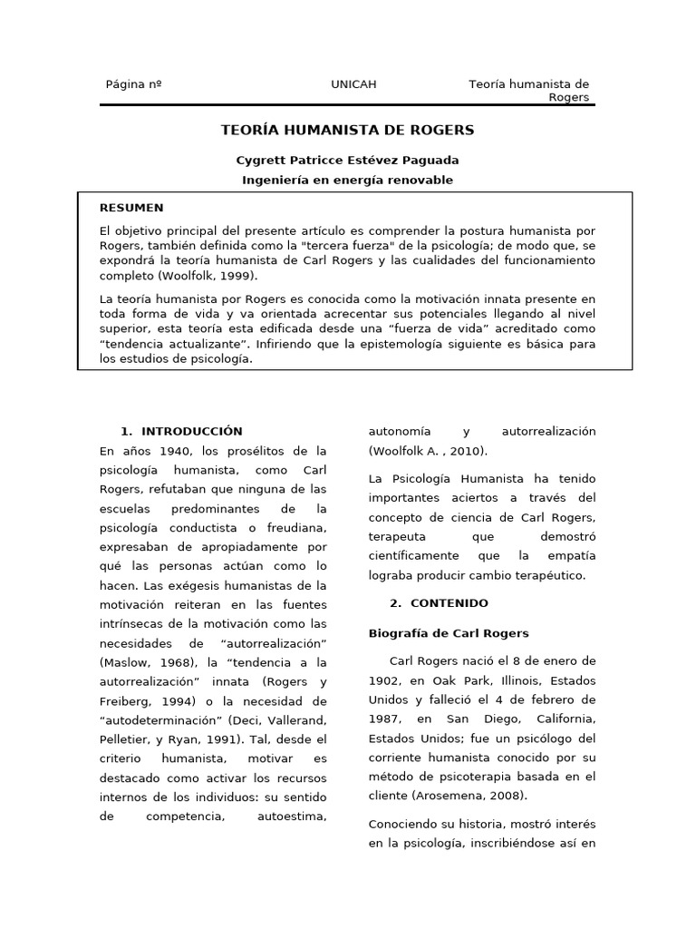 Teoría humanista de Rogers | PDF