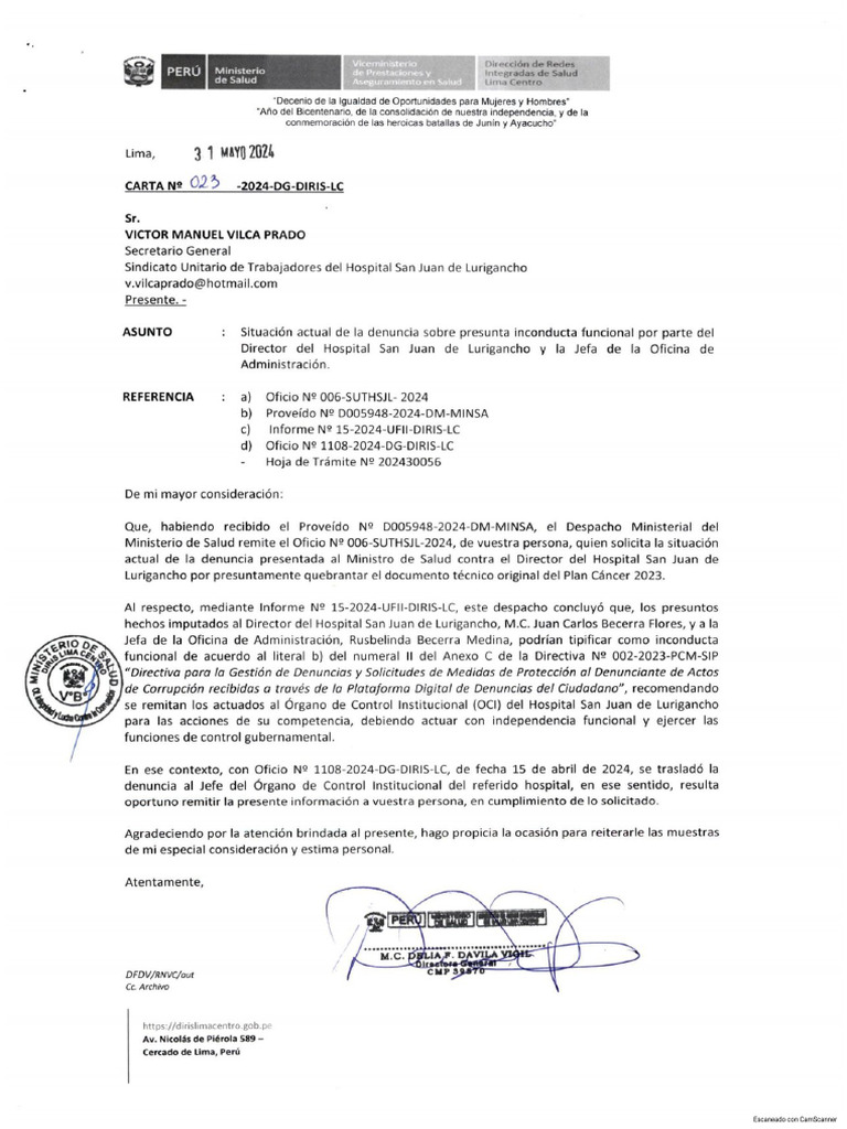 Carta N°023-2024-Dg-Diris-Lc | PDF