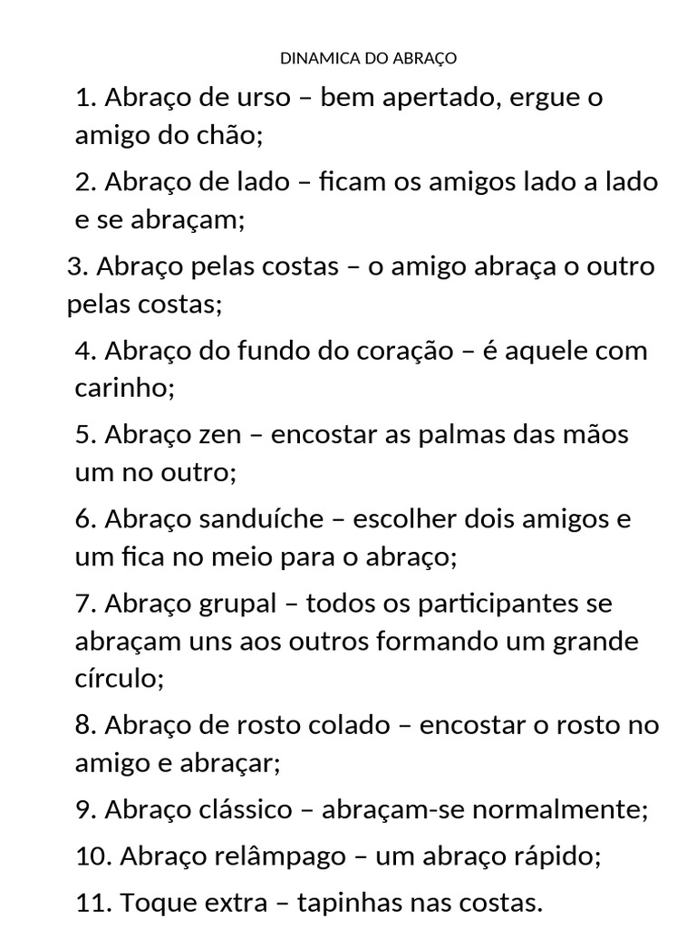 Dinamica Do Abraço | PDF