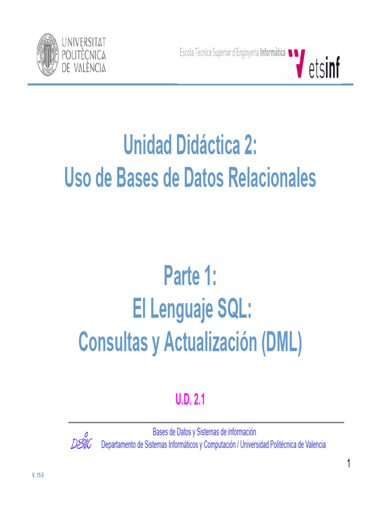 Unidad Didáctica 2: Uso de Bases de Datos Relacionales | PDF
