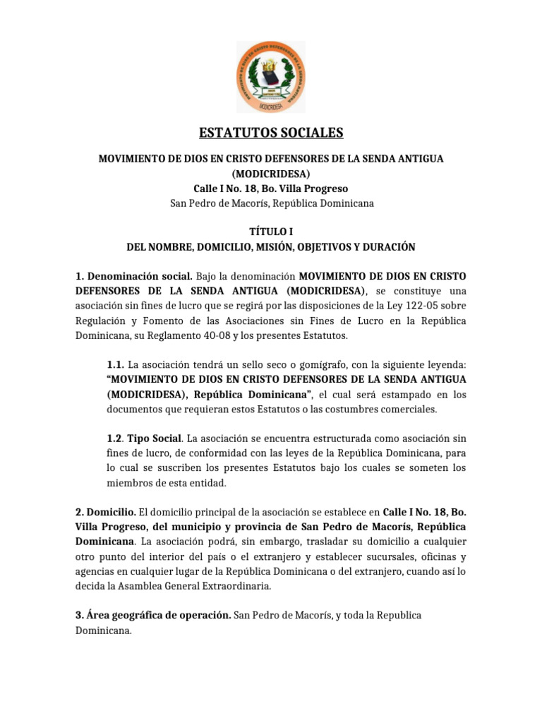 Estatutos Incorporacion Modicridesa | PDF | Liquidación | Contabilidad