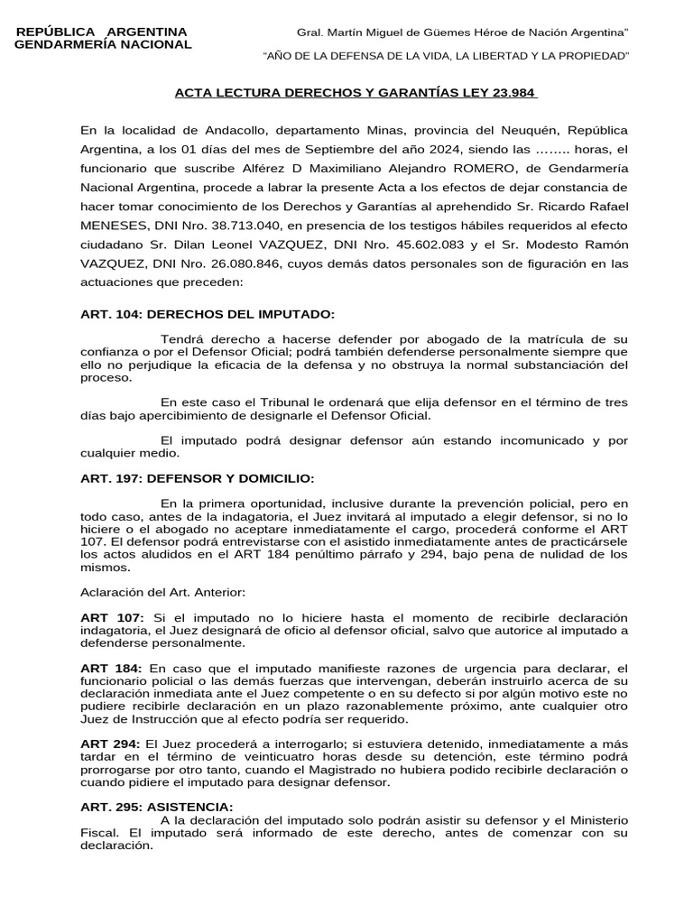 Acta Lectura Derecho y Garantias Sum Jud 15-24 | PDF