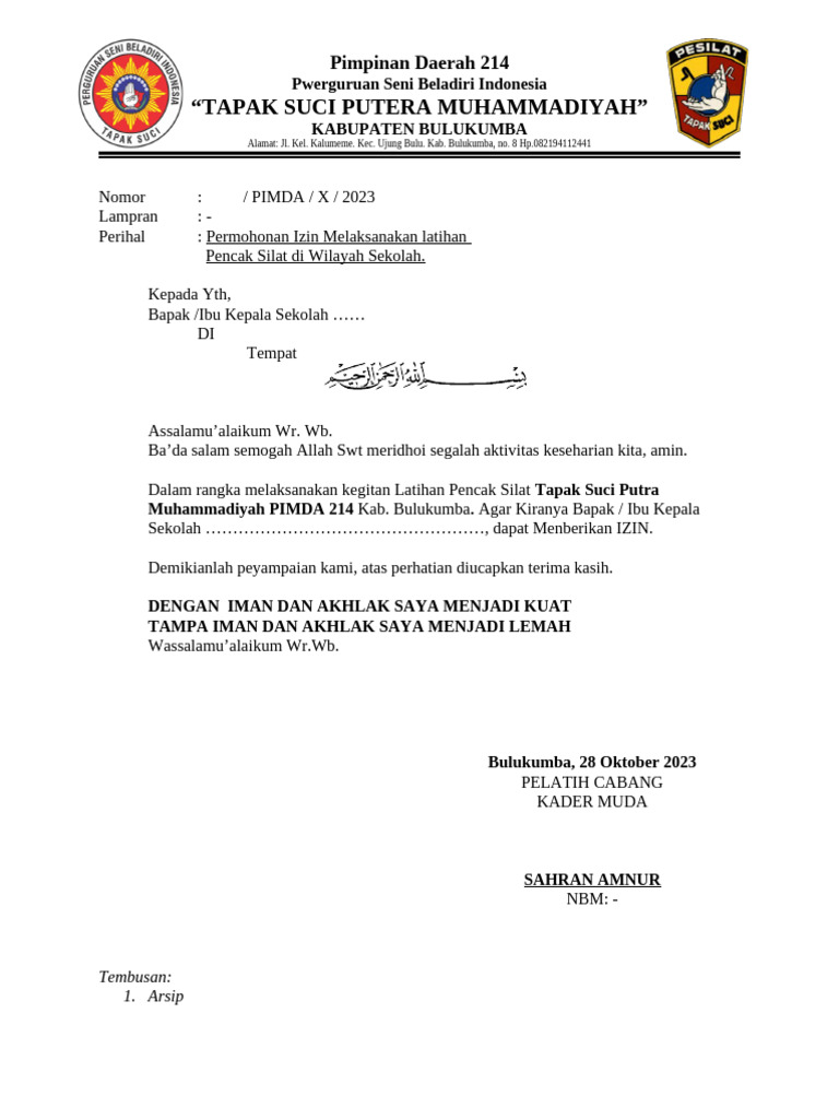 Surat Izin Latihan | PDF