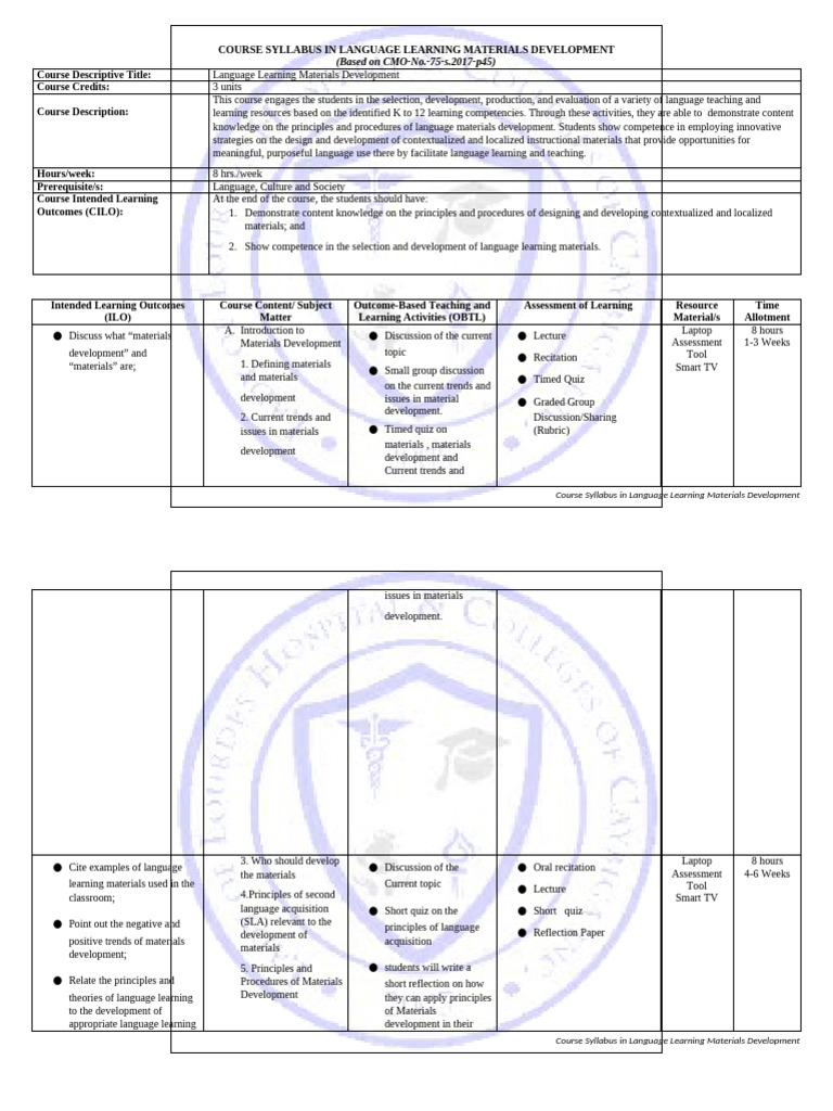 C.s-In - Language Learning Materials Development | PDF | Educational ...