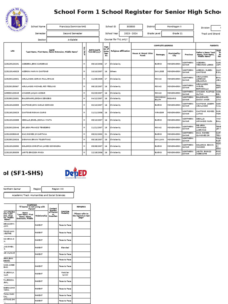 School Form 1 (SF 1) | PDF