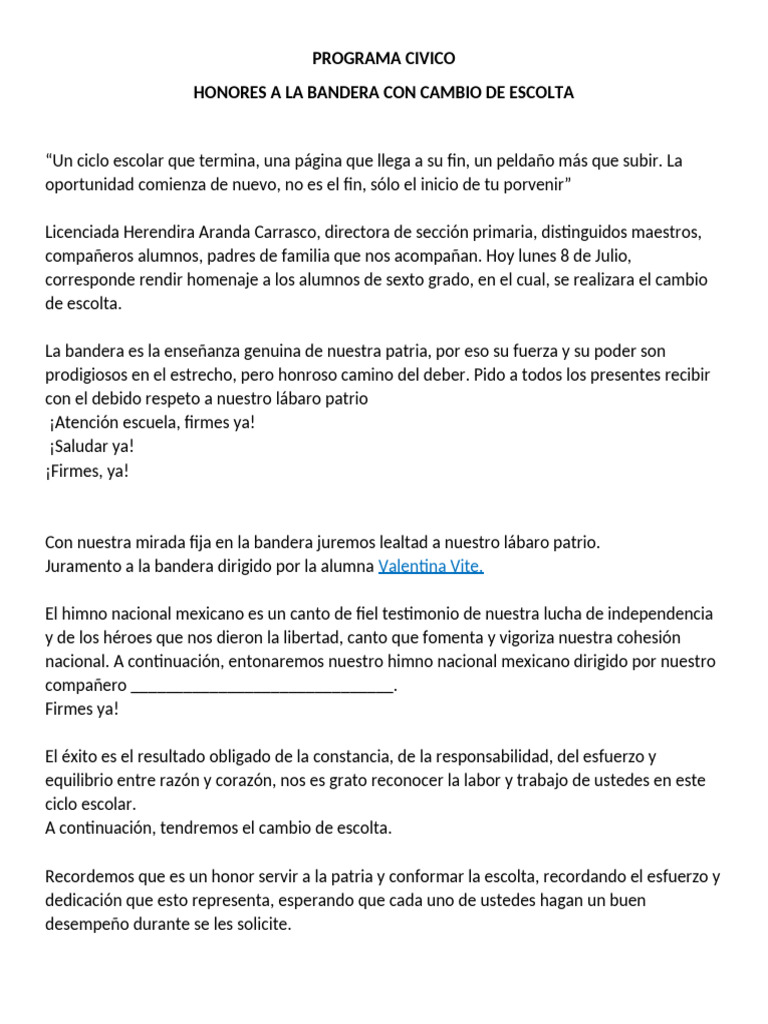 PROGRAMA CIVICO Cambio de Escolta | PDF