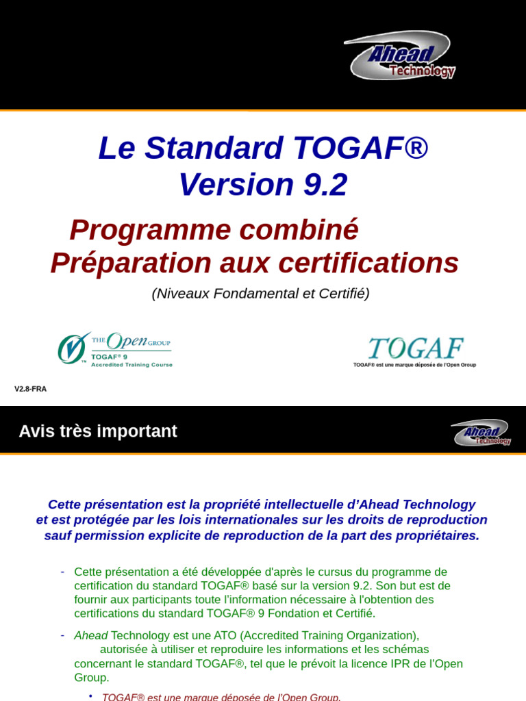 Ahead TOGAF 9.2 Core COMBINED V2.8 FRA | PDF