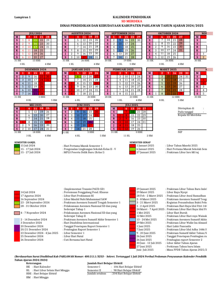 11 Lampiran 1 Kalender Pendidikan_2 | PDF