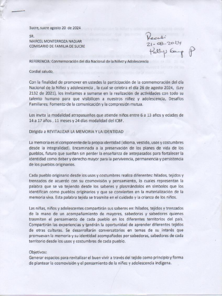 Oficio Comisaria de Sucre | PDF