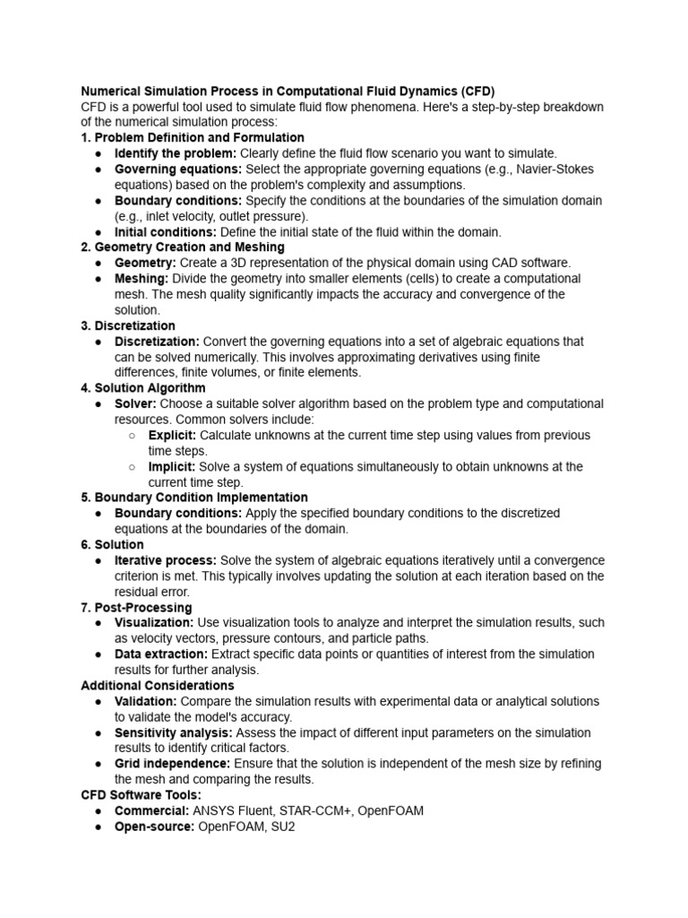 Numerical Simulation Process Step by Step in Compu | PDF