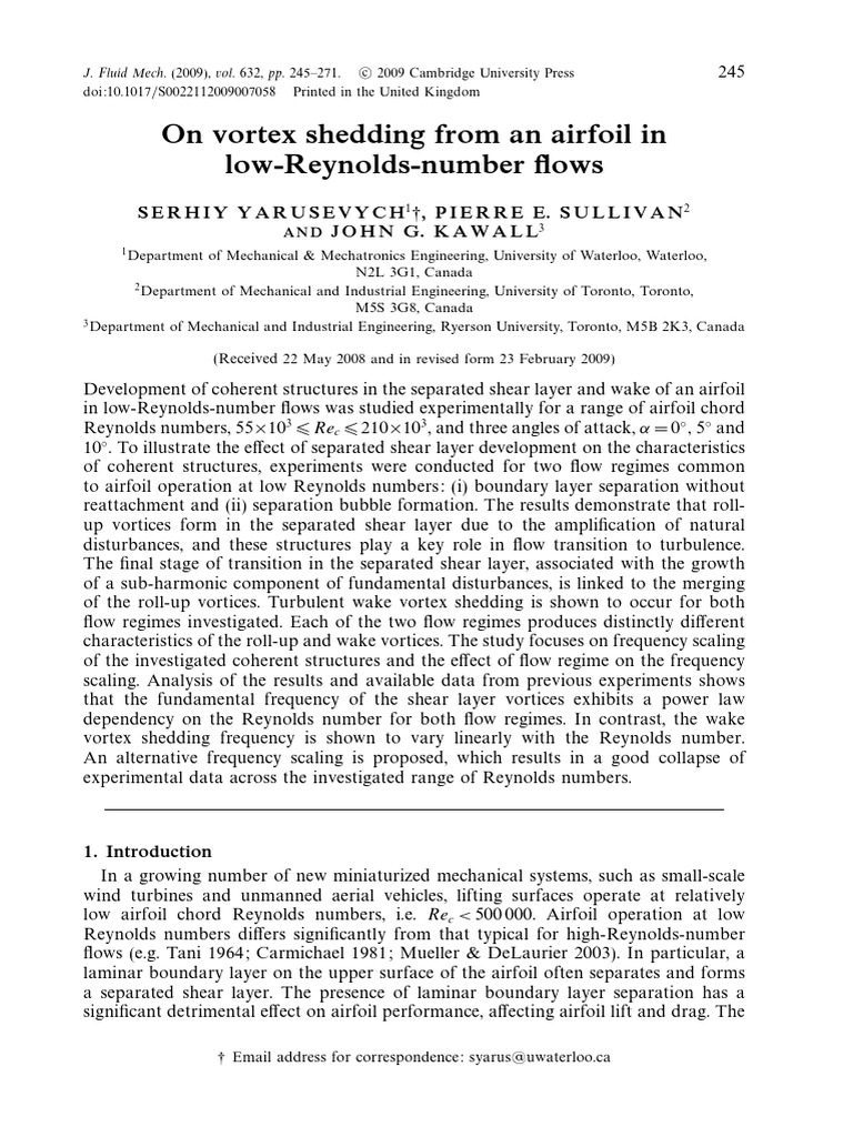 On Vortex Shedding From An Airfoil in Low-Reynolds-Number Flows | PDF