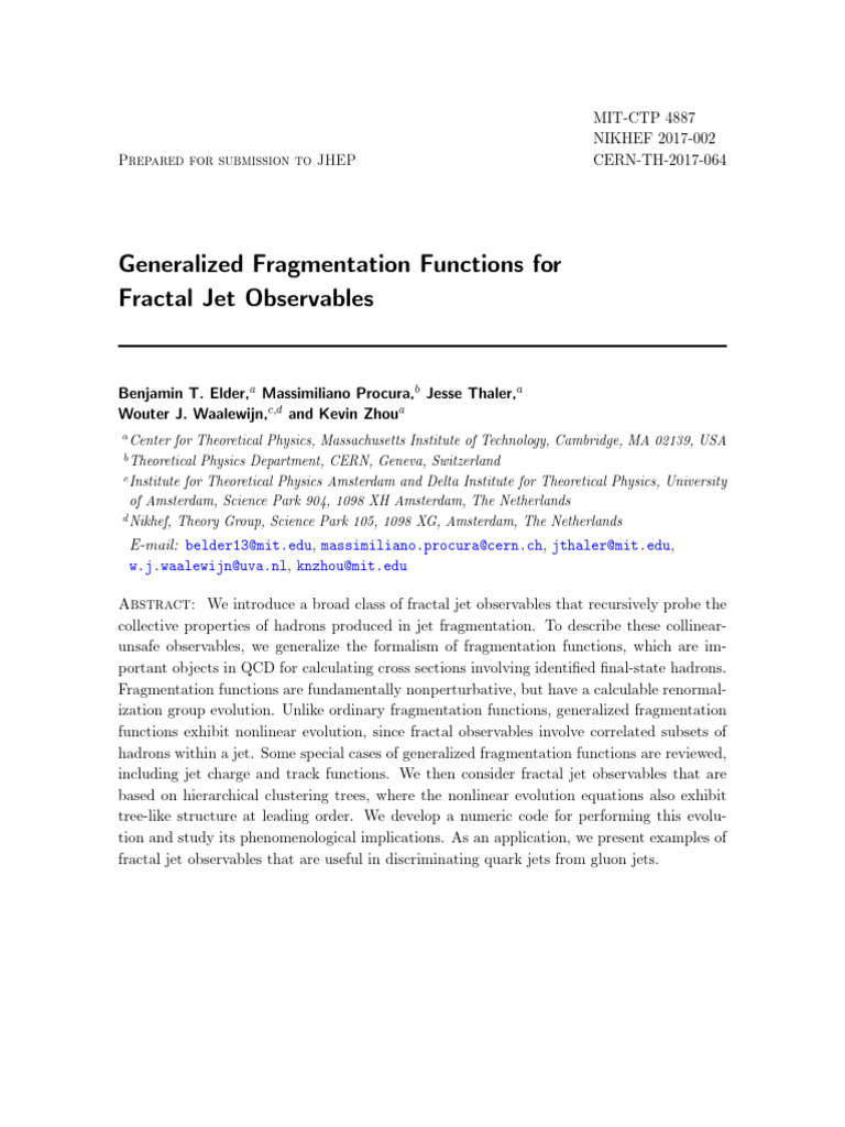 Generalized Fragmentation Functions For Fractal Jet Observables | PDF