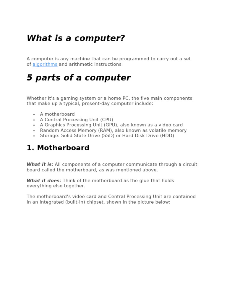 Components of Computer | PDF | Central Processing Unit | Computer Data Storage