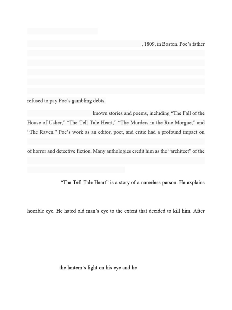 The Analysis of The Tell Tale Heart | PDF