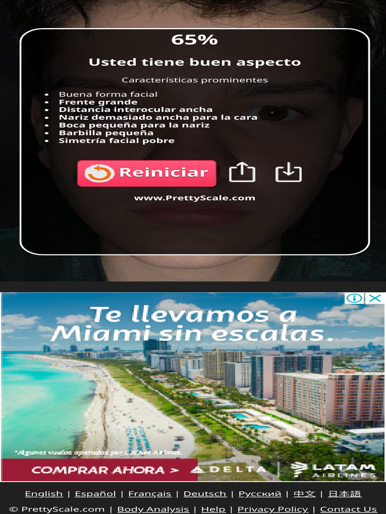 ¿Soy Guapo o Feo Prueba de Análisis de Belleza Facial | PDF