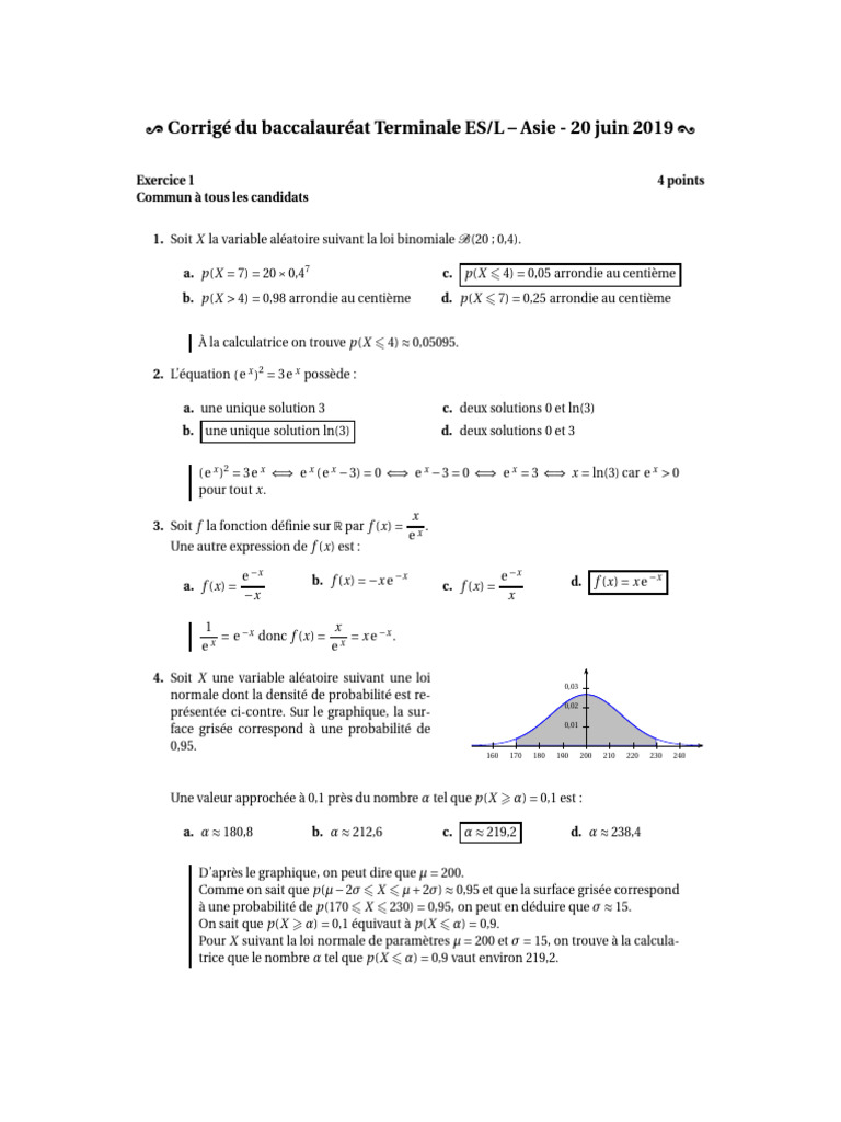 Corrige ES Asie 20 Juin 2019 FH | PDF