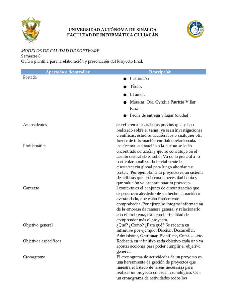 Guia Proyecto Final - Modelos de Calidad de Software | PDF
