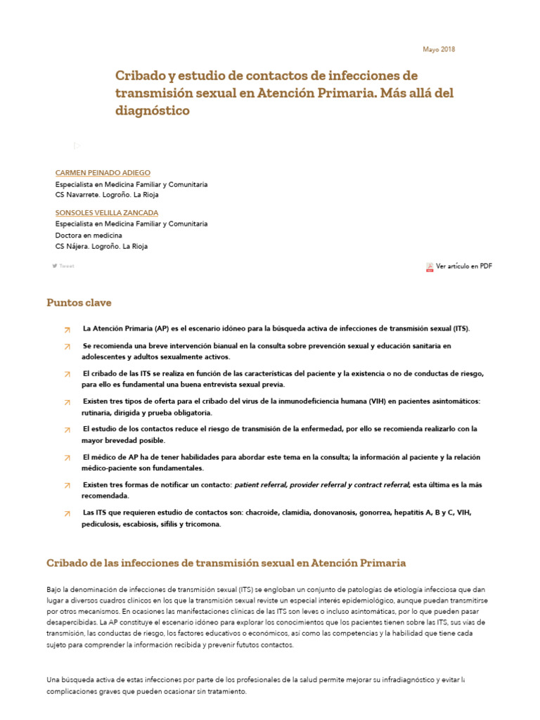 Cribado y Estudio de Contactos en ITS ART | PDF | Infección transmitida sexualmente | VIH