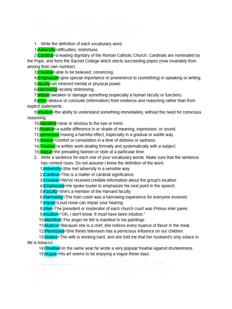 Samuel Alarcón - Wordly Wise Lesson 10 | PDF | Cognitive Science ...