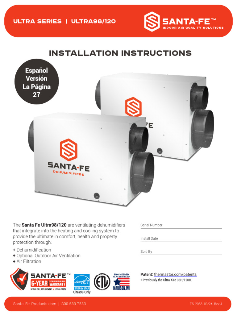 TS 2058 Santa Fe Ultra98 120 Manual Eng and Span | PDF