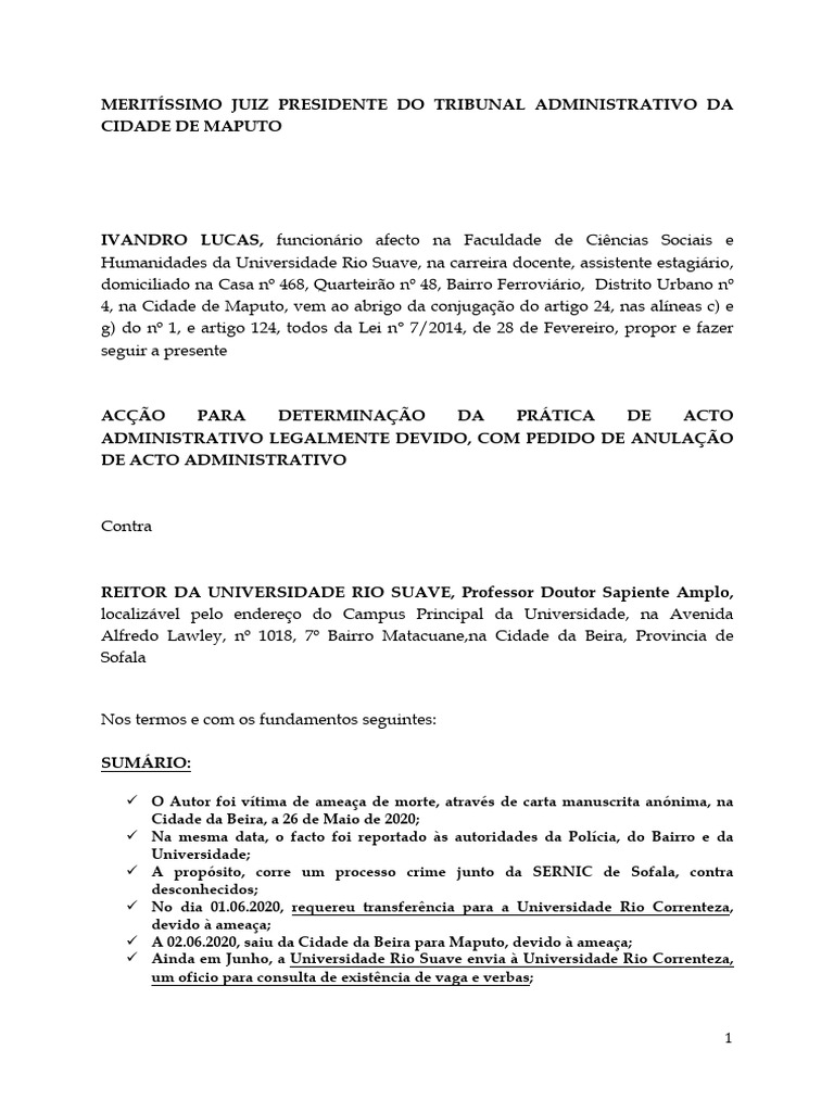 Contencioso - Exemplo de Accao | PDF