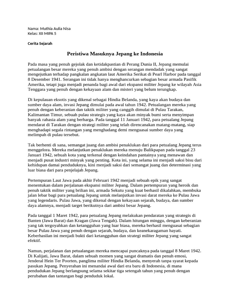 Cerita Sejarah Masuknya Jepang Ke Indonesia | PDF