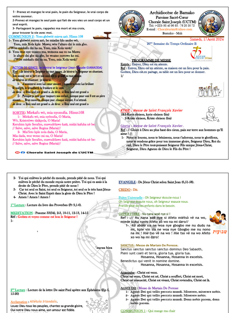 Programme de Messe Du 17août | PDF