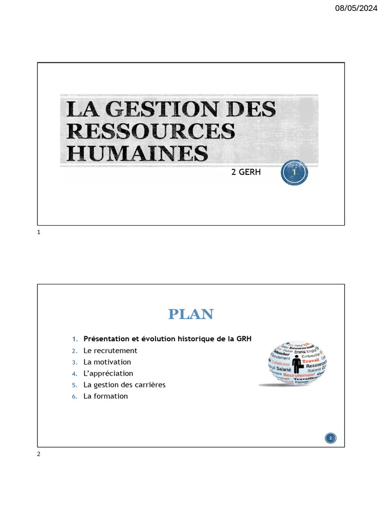 Chapitres 1 à 3 GRH Final | PDF