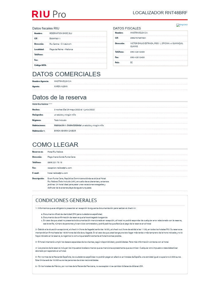 Rep Dom Hotel RIU NAIBOA | PDF