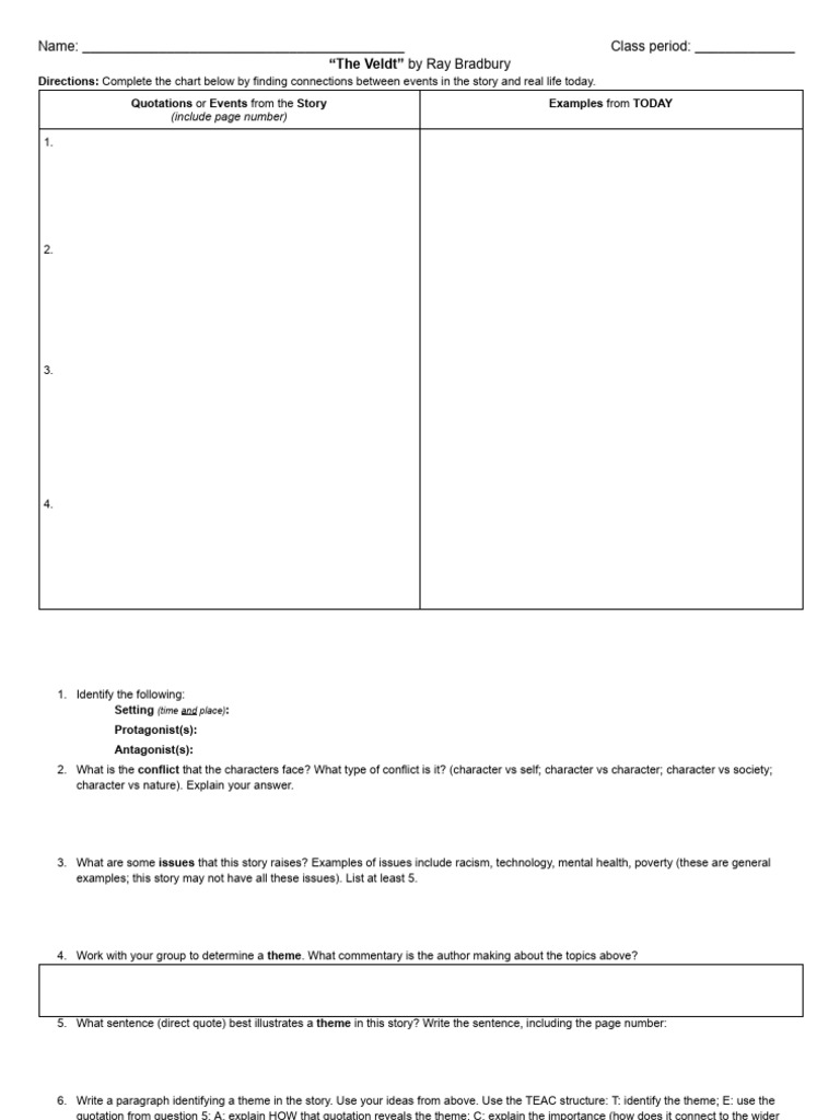 The Veldt - Response | PDF