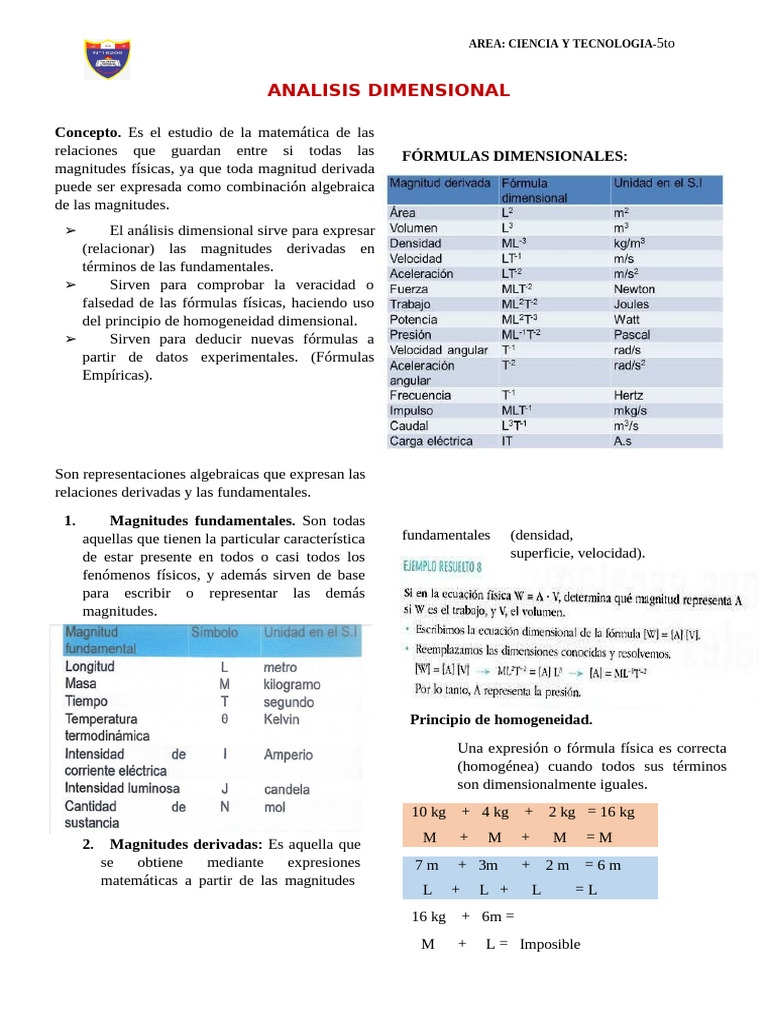 ANALISIS DIMENSIONAL | PDF