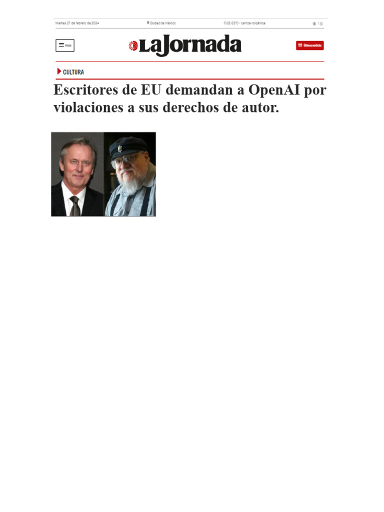 Escritores de EU Demandan A OpenAI Por Violaciones A Sus Derechos de ...