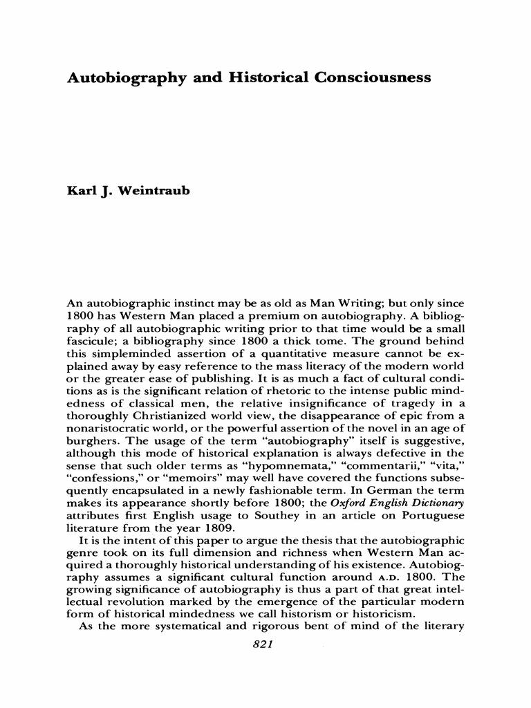 Autobiography and Historical Consciousness | PDF
