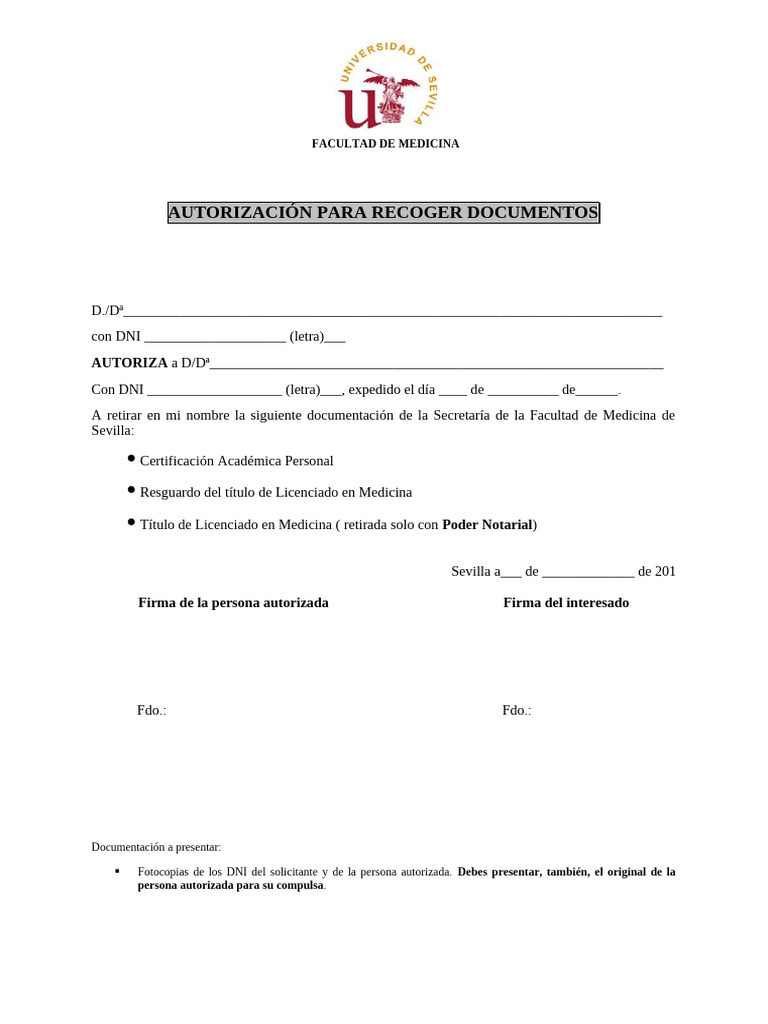 Autorizacion para Recoger Documentos | PDF | Finanzas y dinero