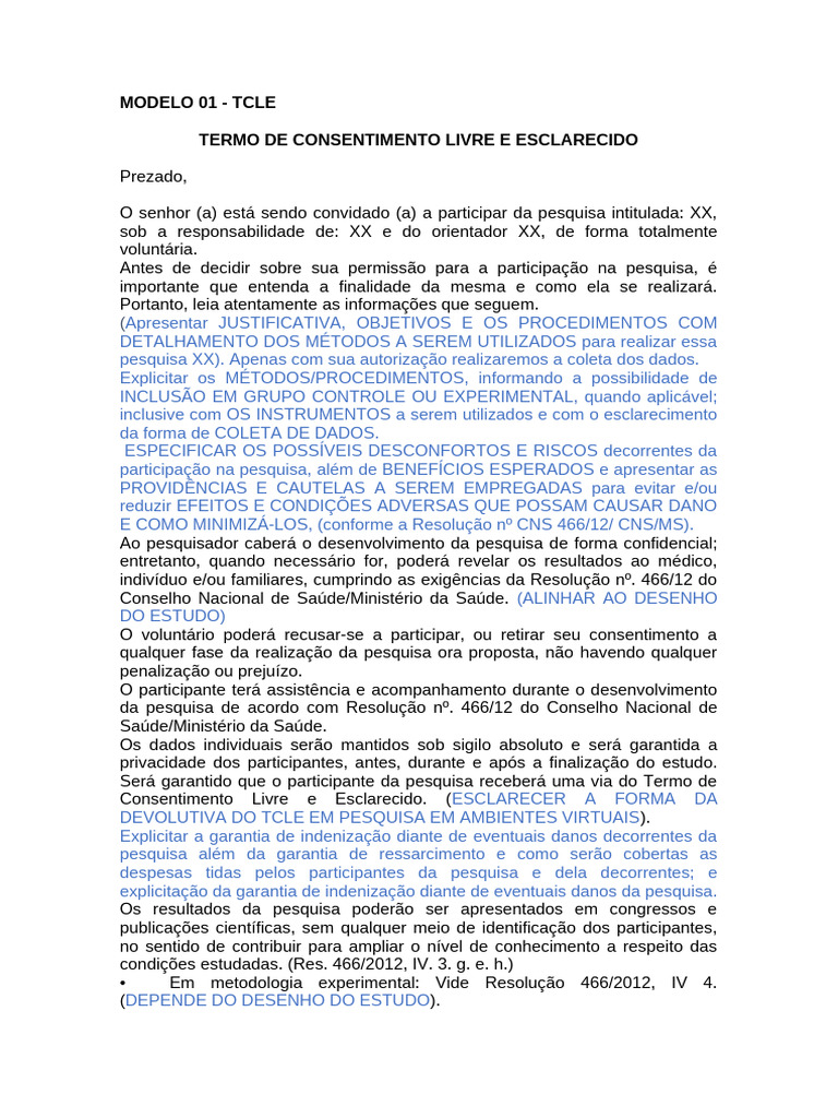 Modelo Tcle Atualizado | PDF