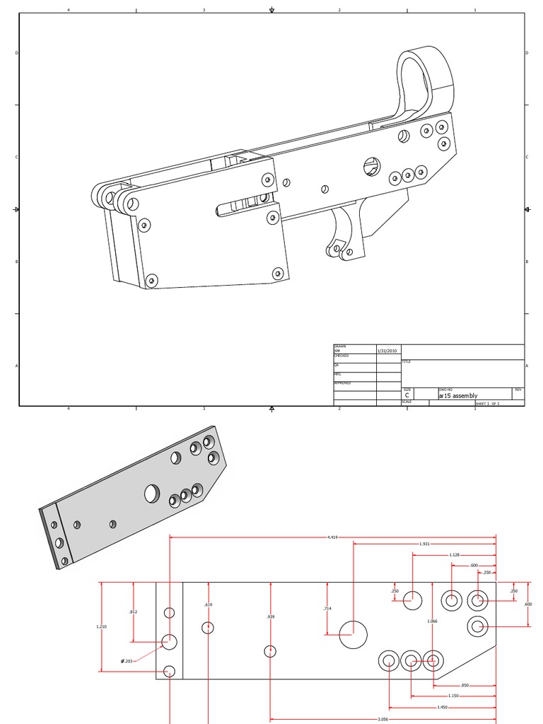 Collection of engineering drawings for an AR-15 lower receiver ...