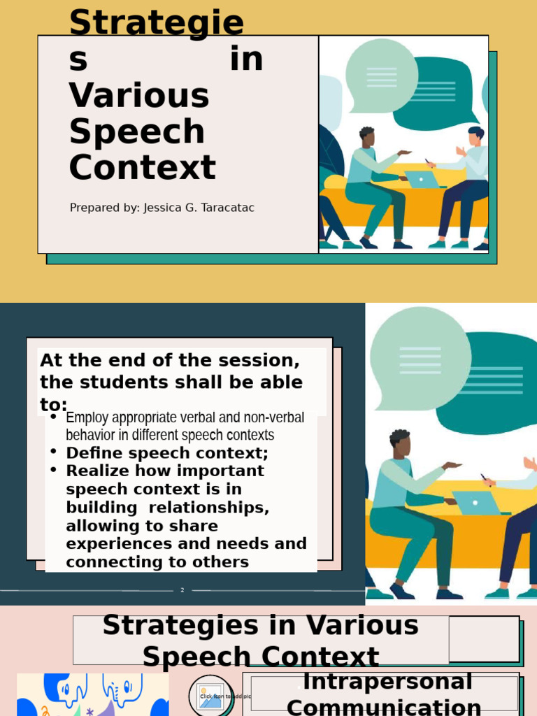 WEEK 5-Strategies in Various Speech Context | PDF