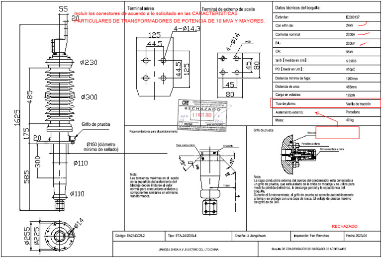 8.neutral Bushing &LV Bushing Drawing - Rev.01 | PDF