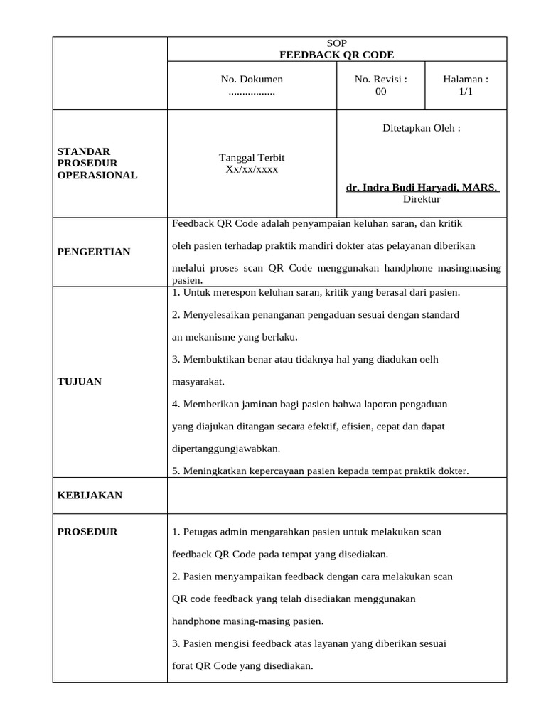 Sop Feedback QR | PDF