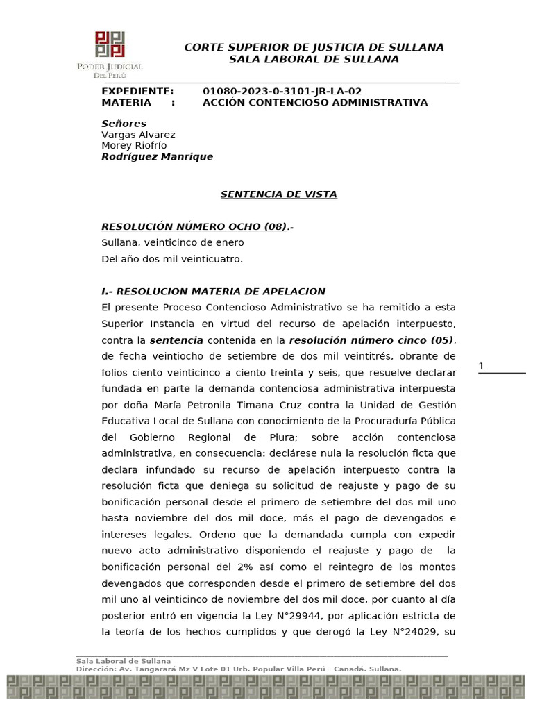 Sentecia de Vista 2 Instancia | PDF