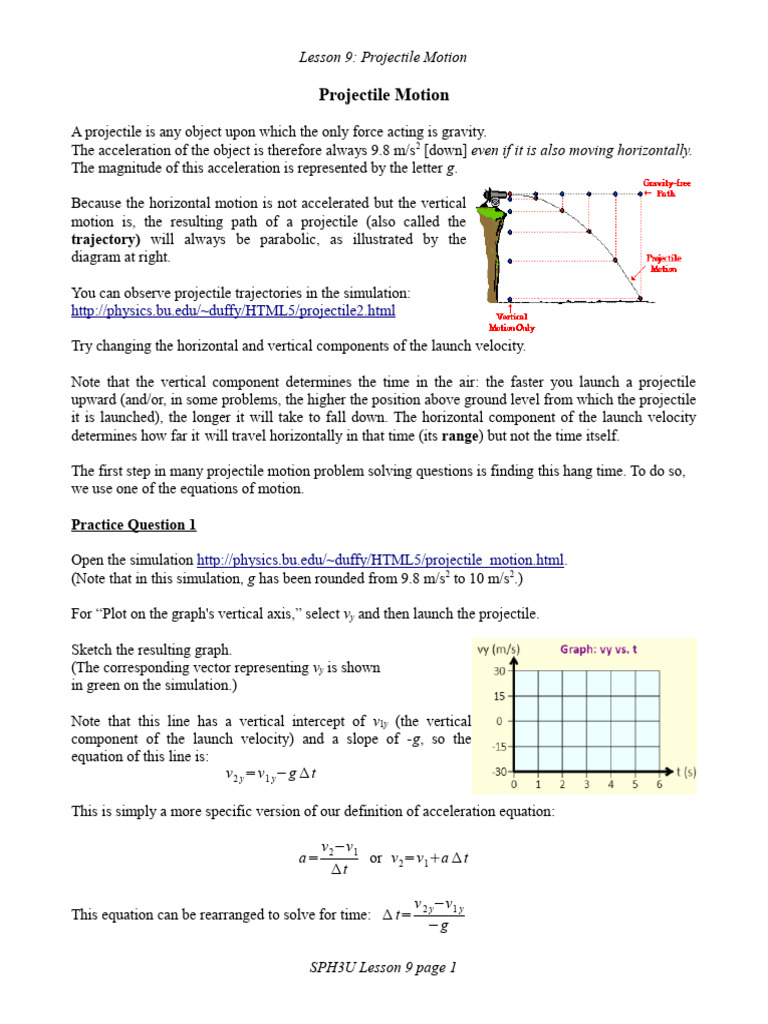 Lesson 9 Projectile Motion | PDF | Mechanical Engineering | Computers