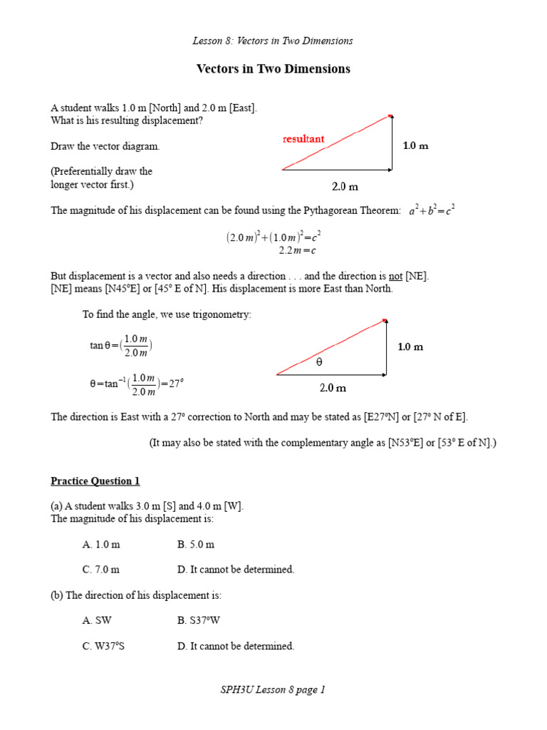Lesson 8 Vectors in Two Dimensions | PDF