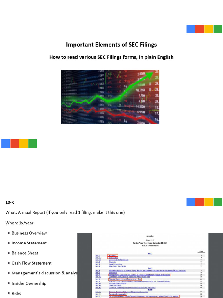 Important Elements of SEC Filings: How To Read Various SEC Filings ...