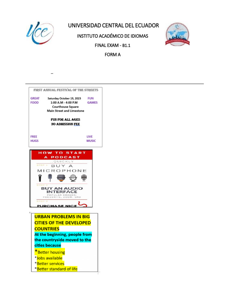 B1.1 Final Exam - Form A | PDF