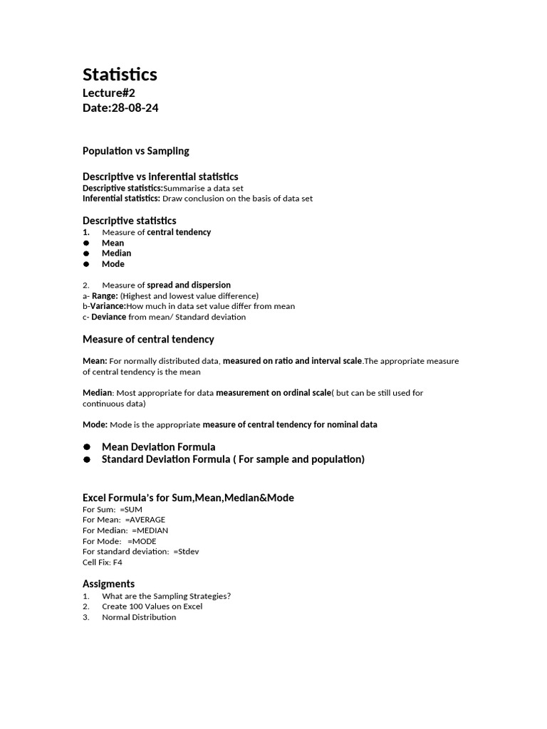 Statistics Lec#2 | PDF